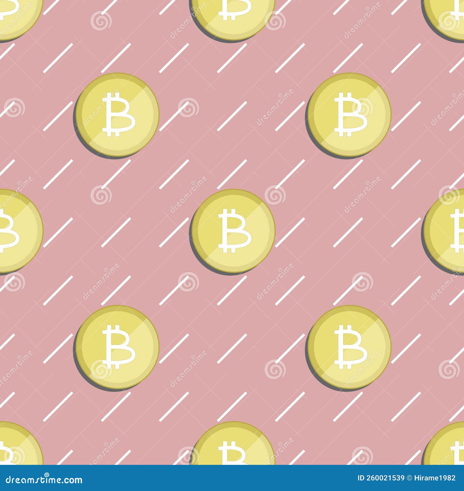 Bitcoin Object Seamless Pattern on Pink Background, Vector Illustration ...