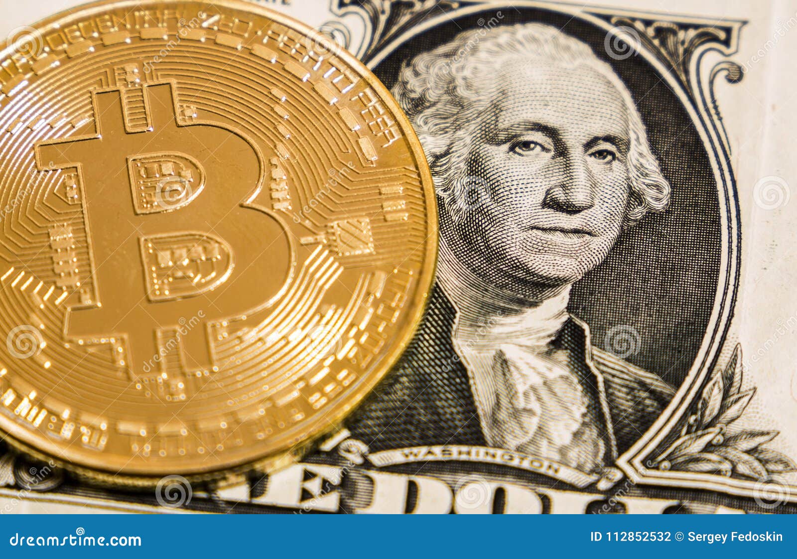 Bitcoin on the One Dollar Banknote Stock Photo - Image of american ...