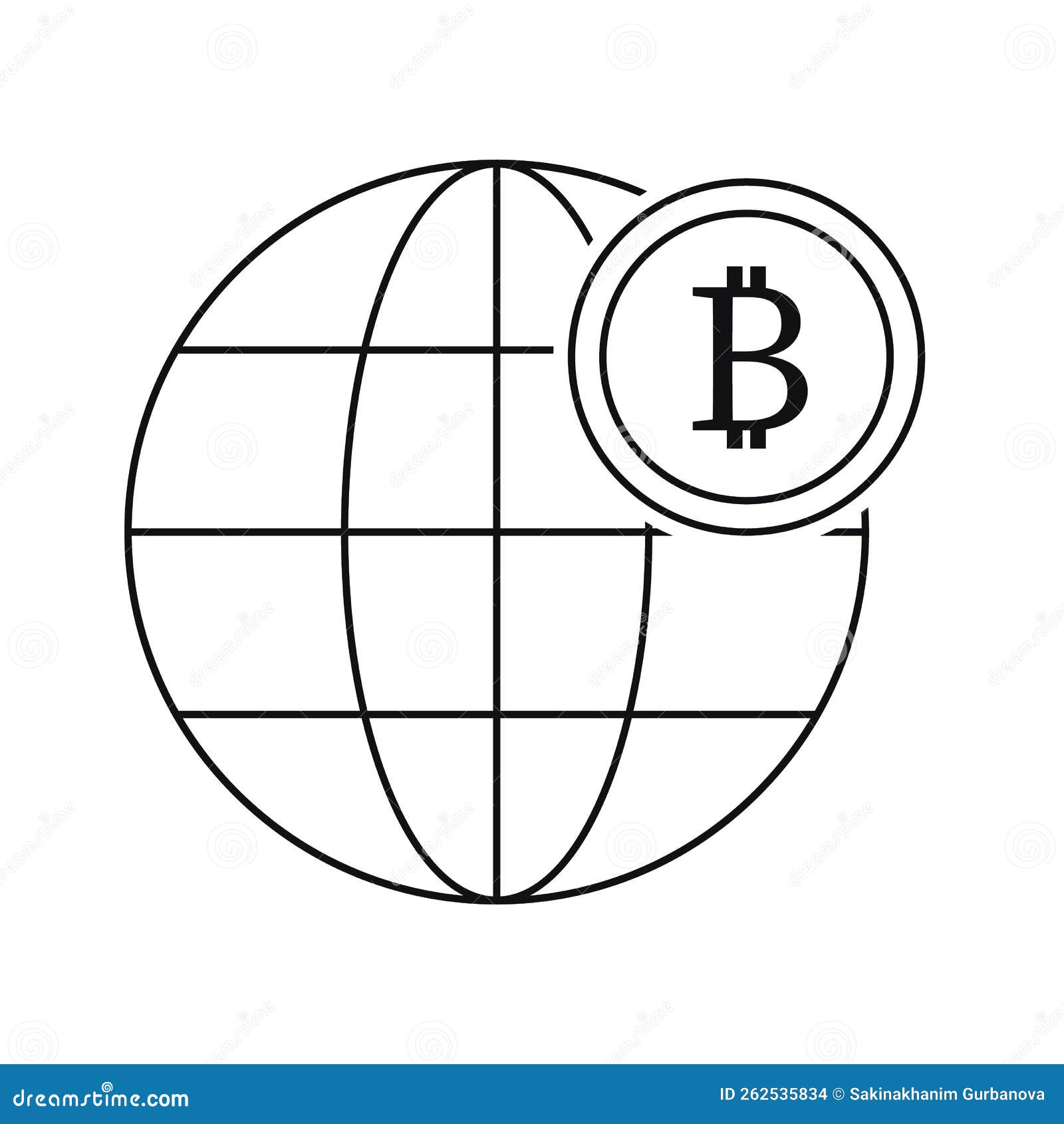 Bitcoin outline style icon stock illustration. Illustration of black ...