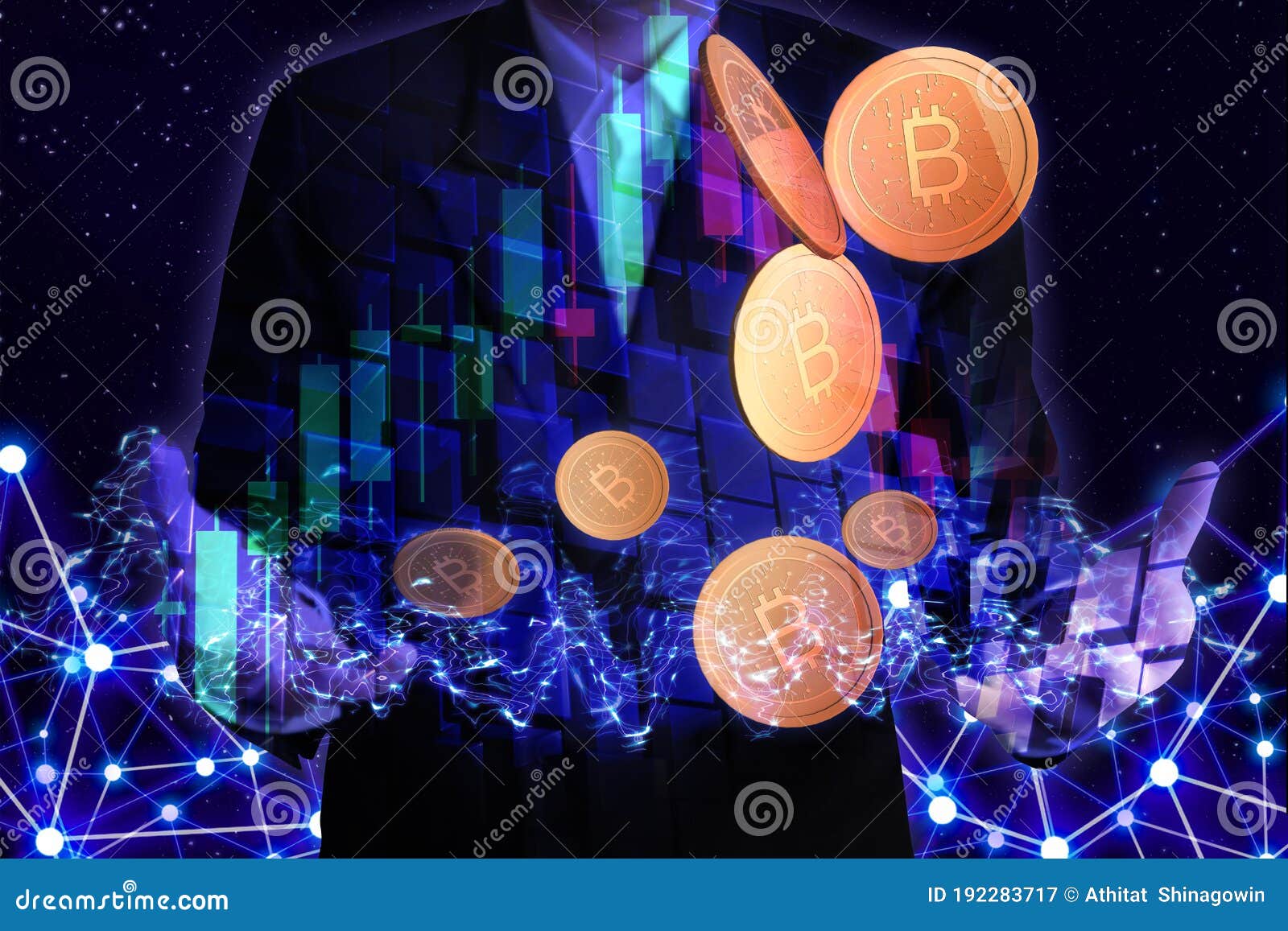 Bitcoin Overlay with Candlestick and Background Trader and Abstract ...