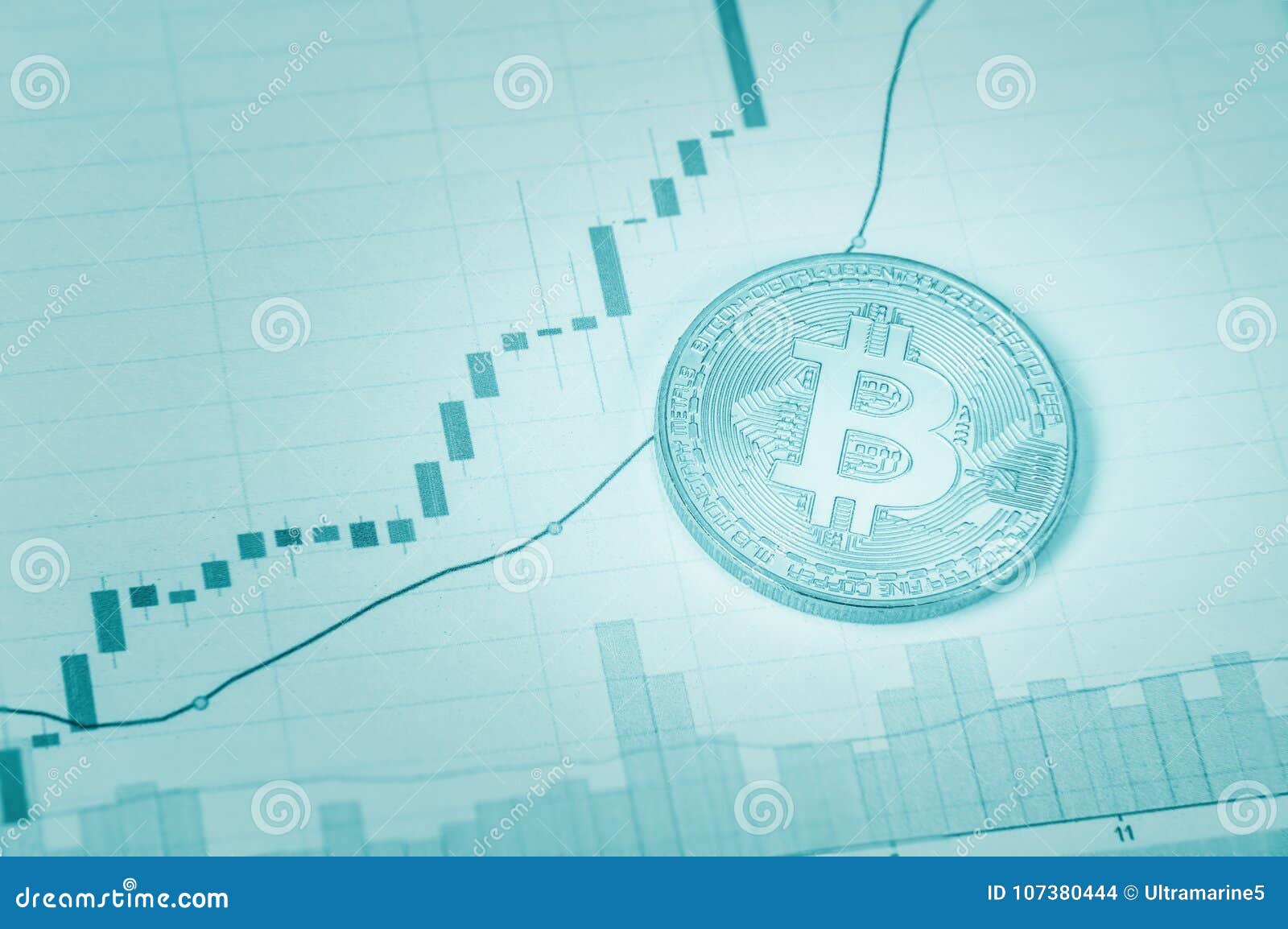 Bitcoin on paper chart stock photo. Image of analyzing - 107380444