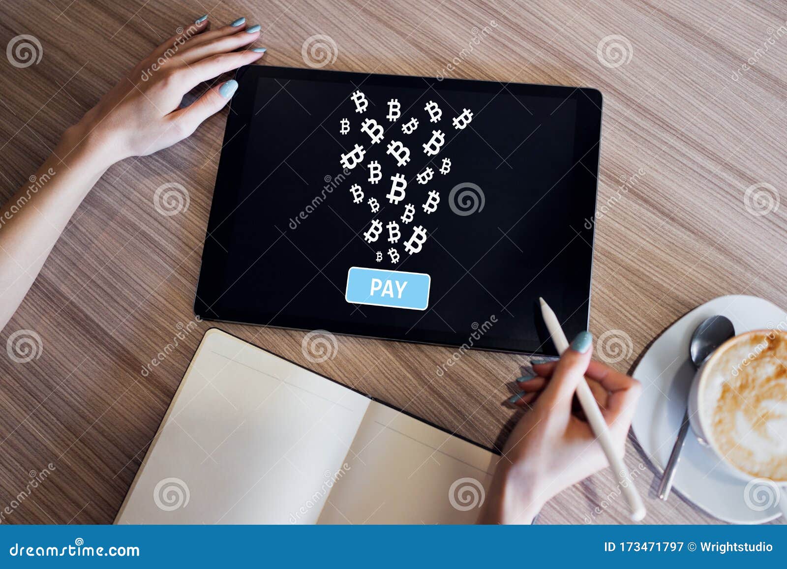 Bitcoin Payment Accepted on Device Screen, Cryptocurrency, Blockchain ...