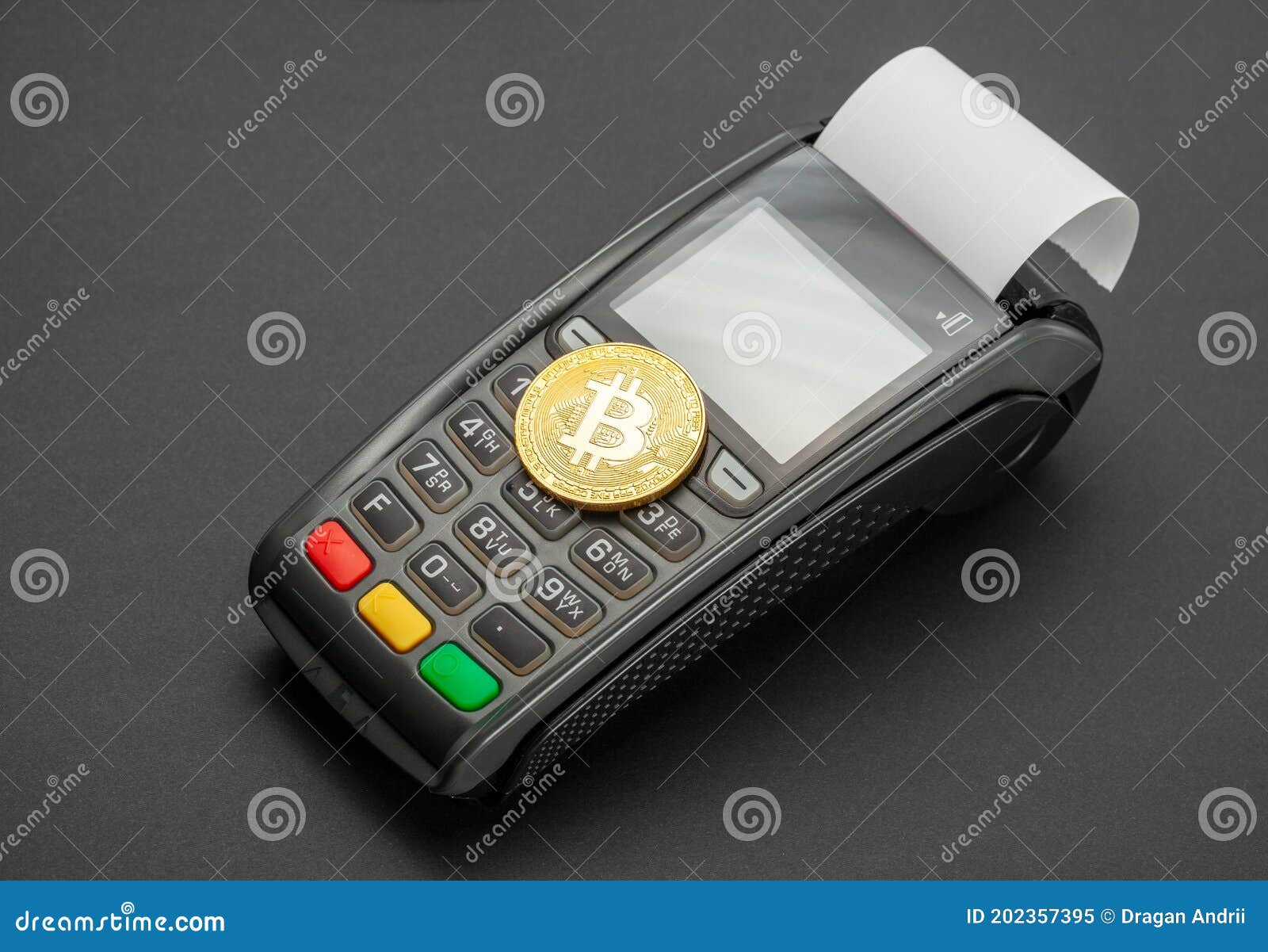 Bitcoin Payment. Pos Terminal and Bitcoin Coin Stock Image - Image of ...