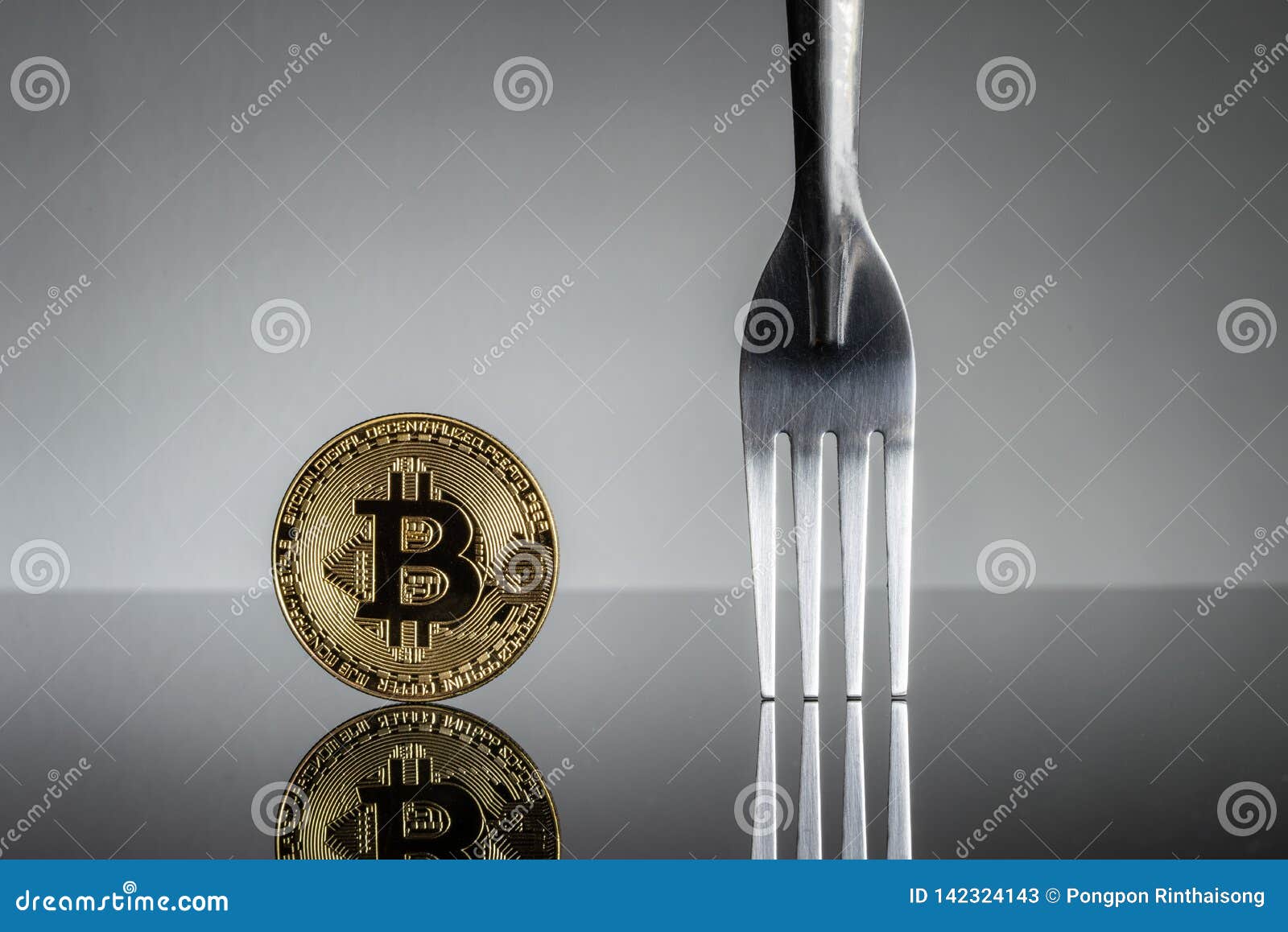 Bitcoin Physical Coin Symbol With Downtrend Candlestick Price Chart And ...