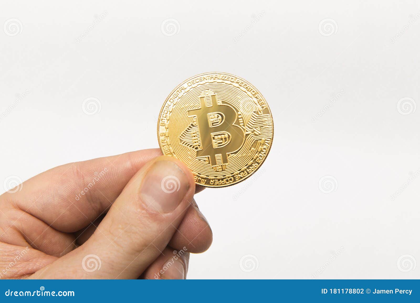 Bitcoin Physical Coin Symbol With Downtrend Candlestick Price Chart And ...