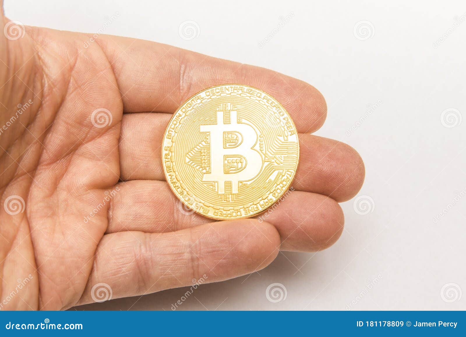 Bitcoin Physical Gold Coin Isolated on White Stock Image - Image of ...