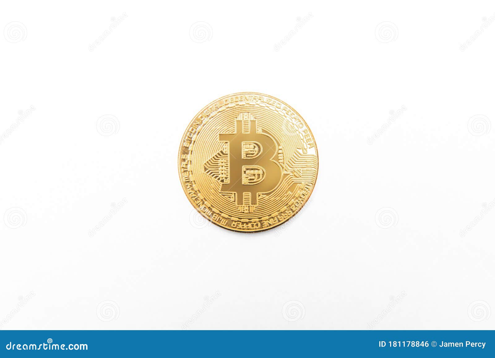 Bitcoin Physical Coin Symbol With Downtrend Candlestick Price Chart And ...