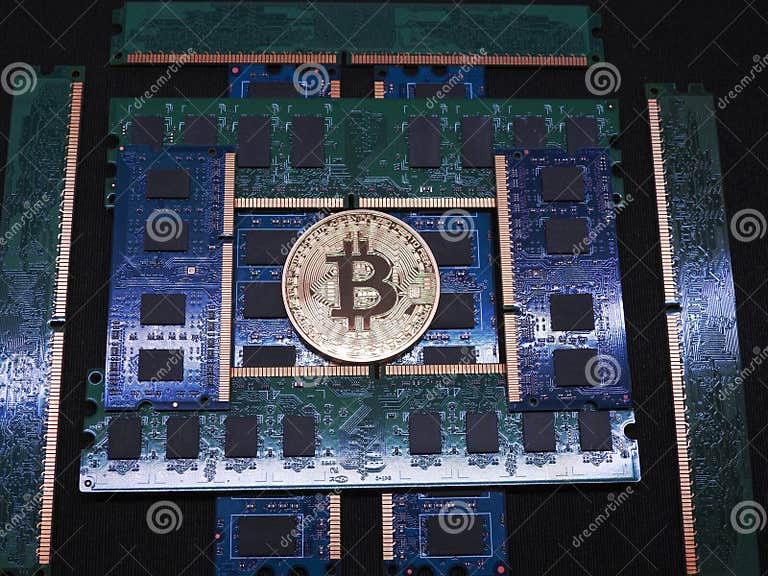 Bitcoin and Pile of Ram Memory Stock Image - Image of gold, banking ...