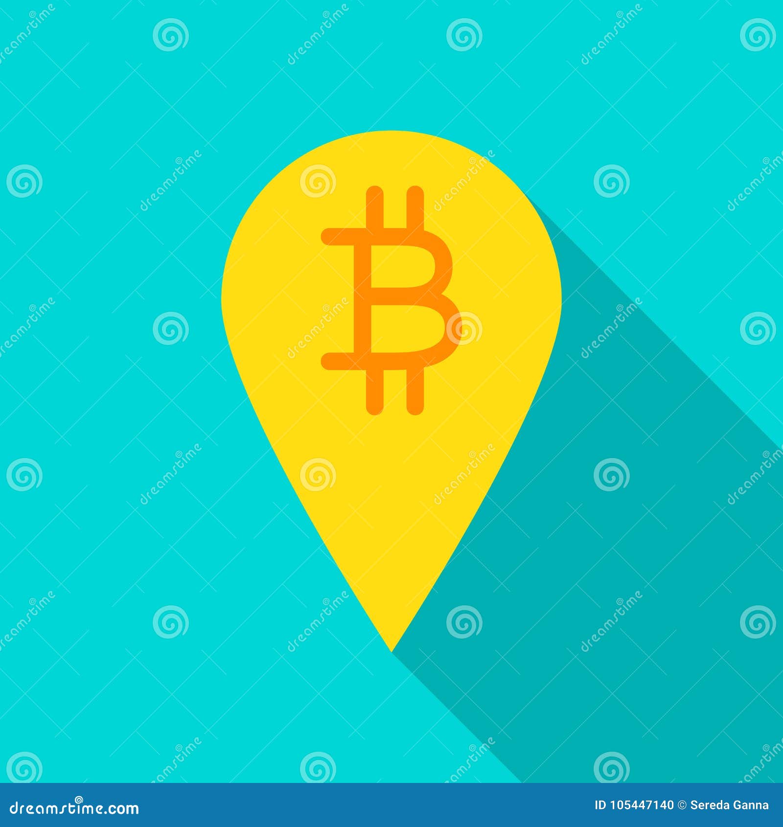 Bitcoin Pin Flat Icon stock vector. Illustration of bitcoin - 105447140