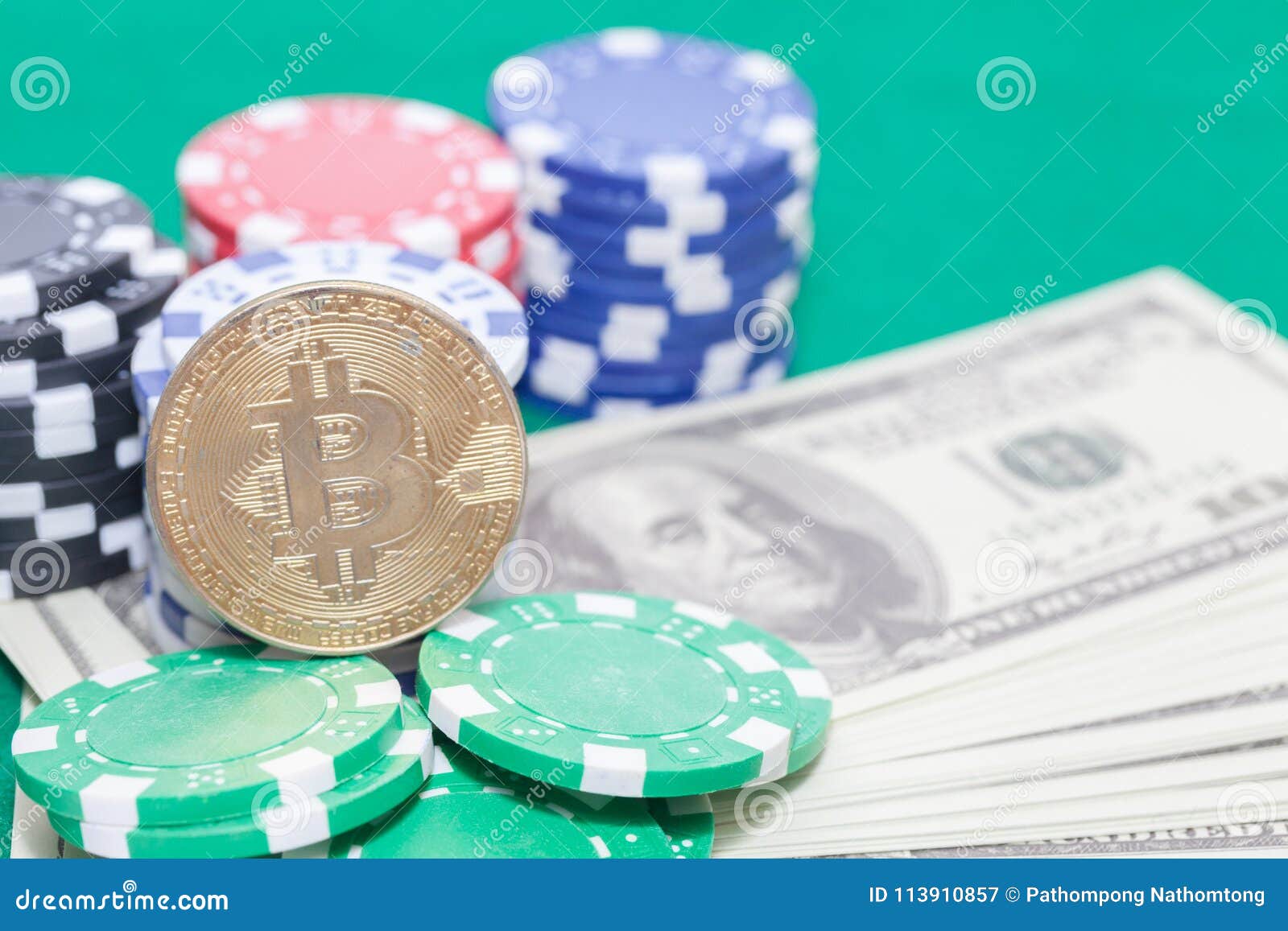 Bitcoin ,poker Chips and Money Stock Image - Image of cards, cash ...