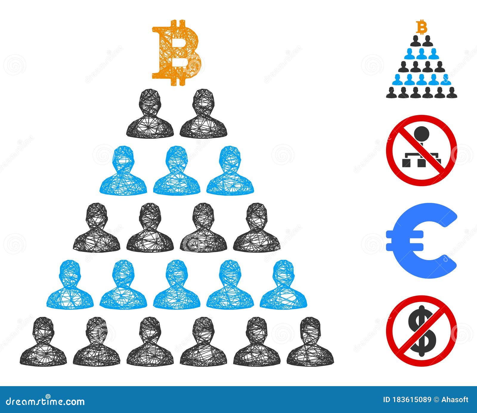 Bitcoin Ponzi Pyramid Web Vector Mesh Illustration Stock Illustration ...
