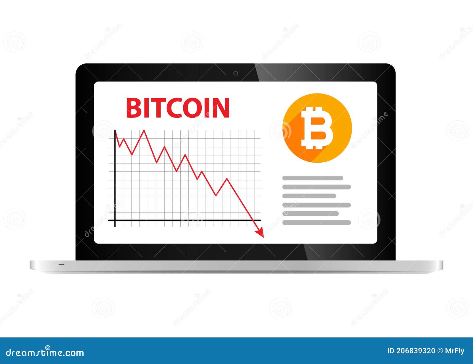 Bitcoin Prediction Chart on Laptop, Editable Vector Illustration Stock ...