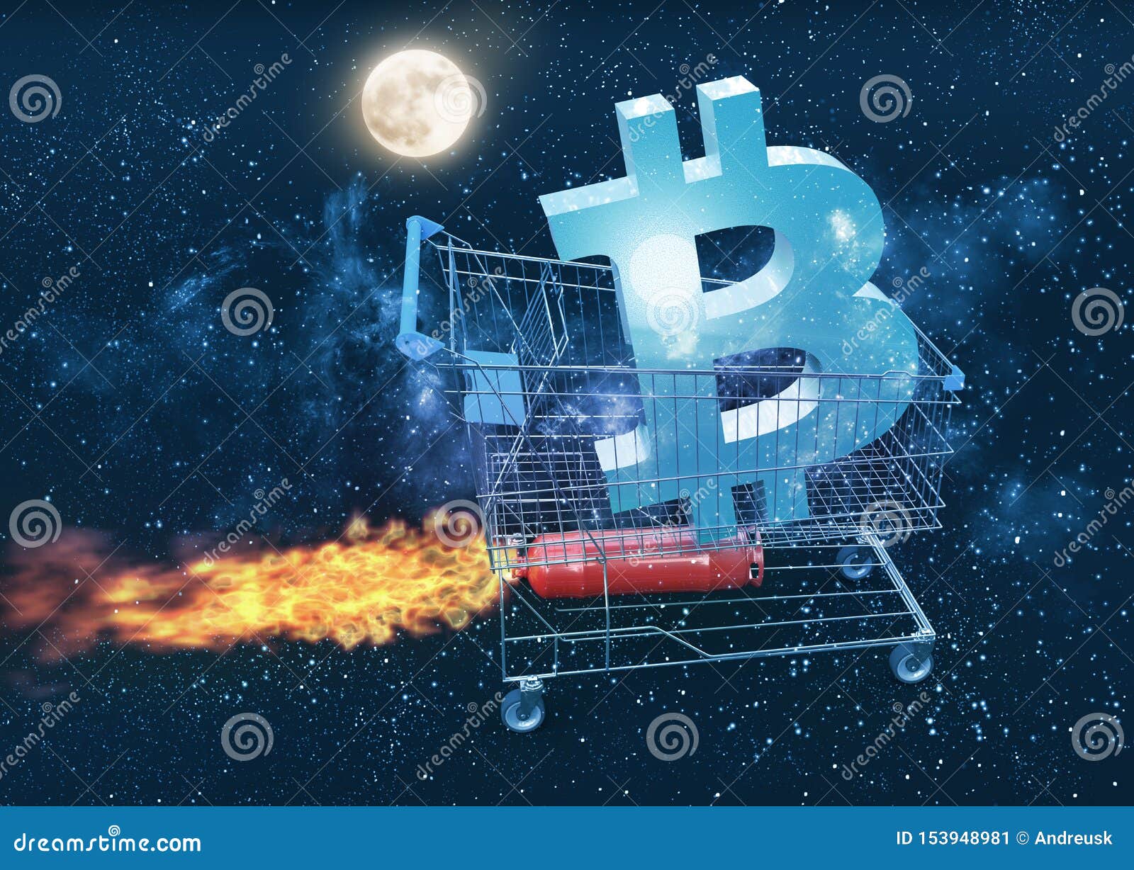 Bitcoin BTC On Moon Surface With Glowing Earth Background Stock Photo ...
