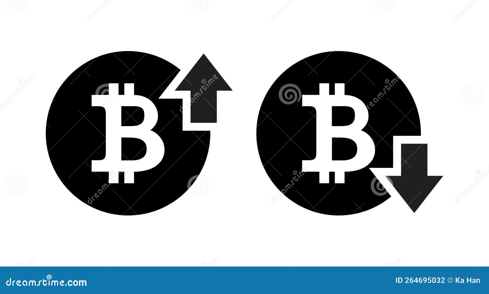 Bitcoin Price Increase Decrease Icon Vector. Cryptocurrency Market Up Down Symbol Stock Vector ...