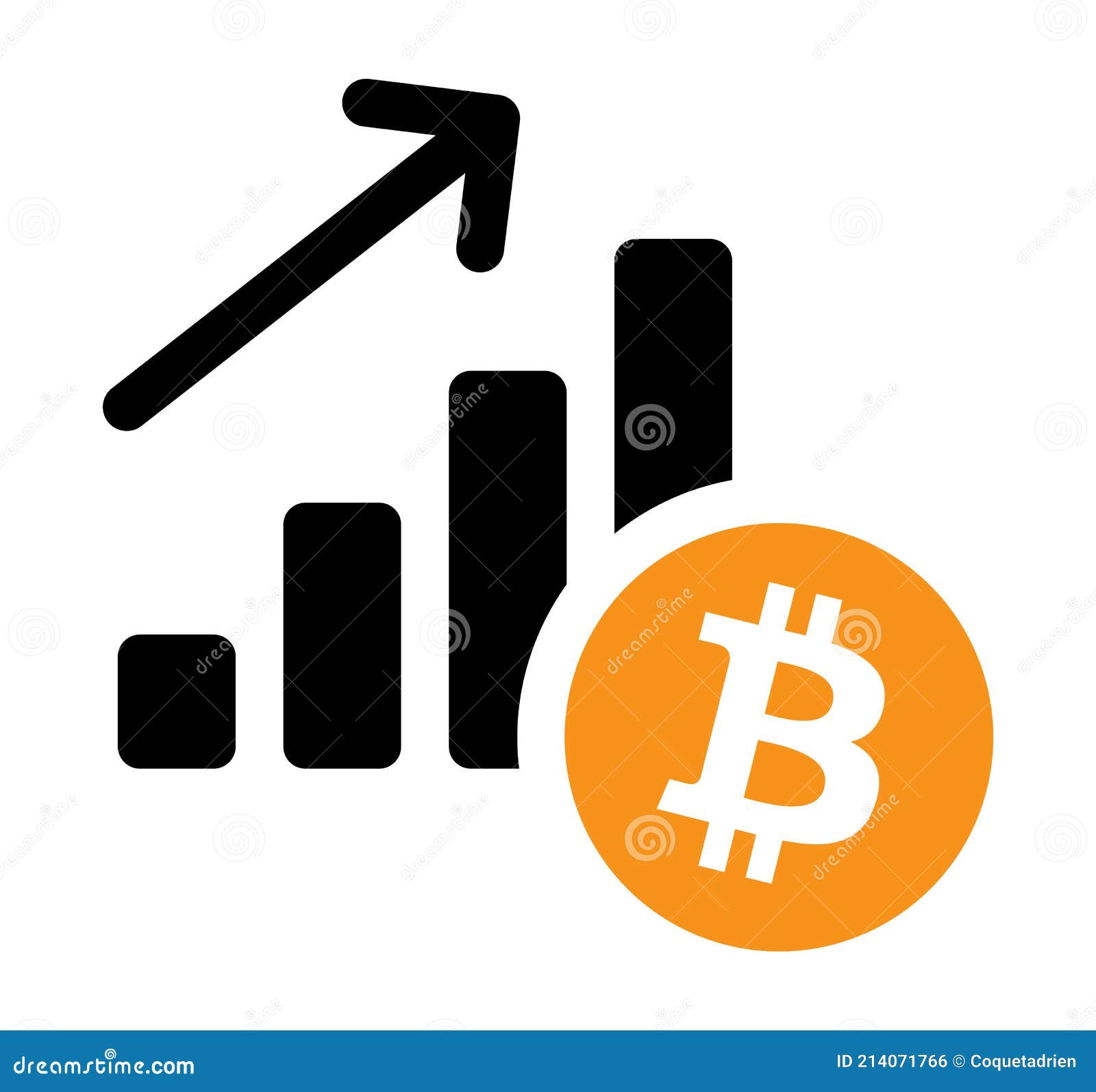 Bitcoin Price Increase Icon, Decentralized Digital Currency Stock Vector - Illustration of ...