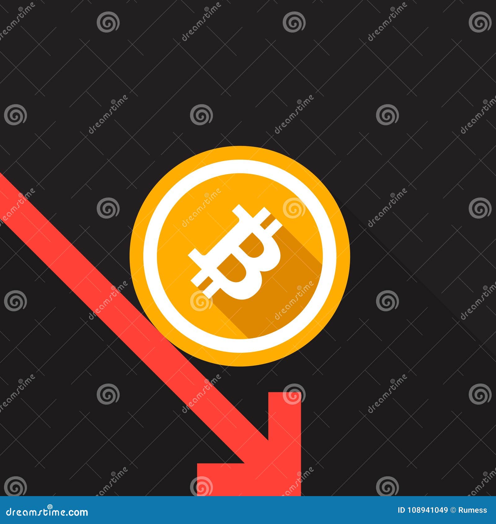 Bitcoin Rate Drop Concept. Vector Illustration Stock Vector ...