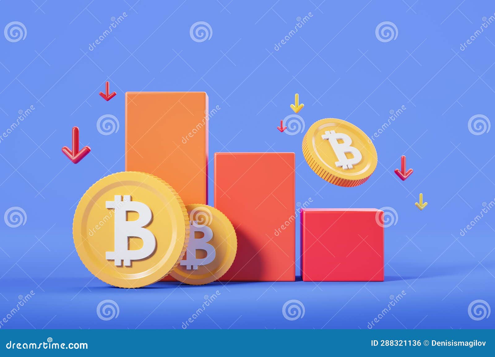 Bitcoin and Red Falling Graph Stock Illustration - Illustration of ...