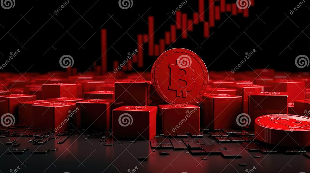 Bitcoin in a Red Scenario, Trading Signals in Background, Ai Generated ...