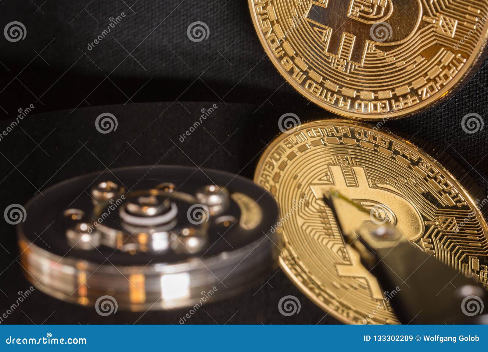 Bitcoin on hard disk stock image. Image of asset, currency - 133302209