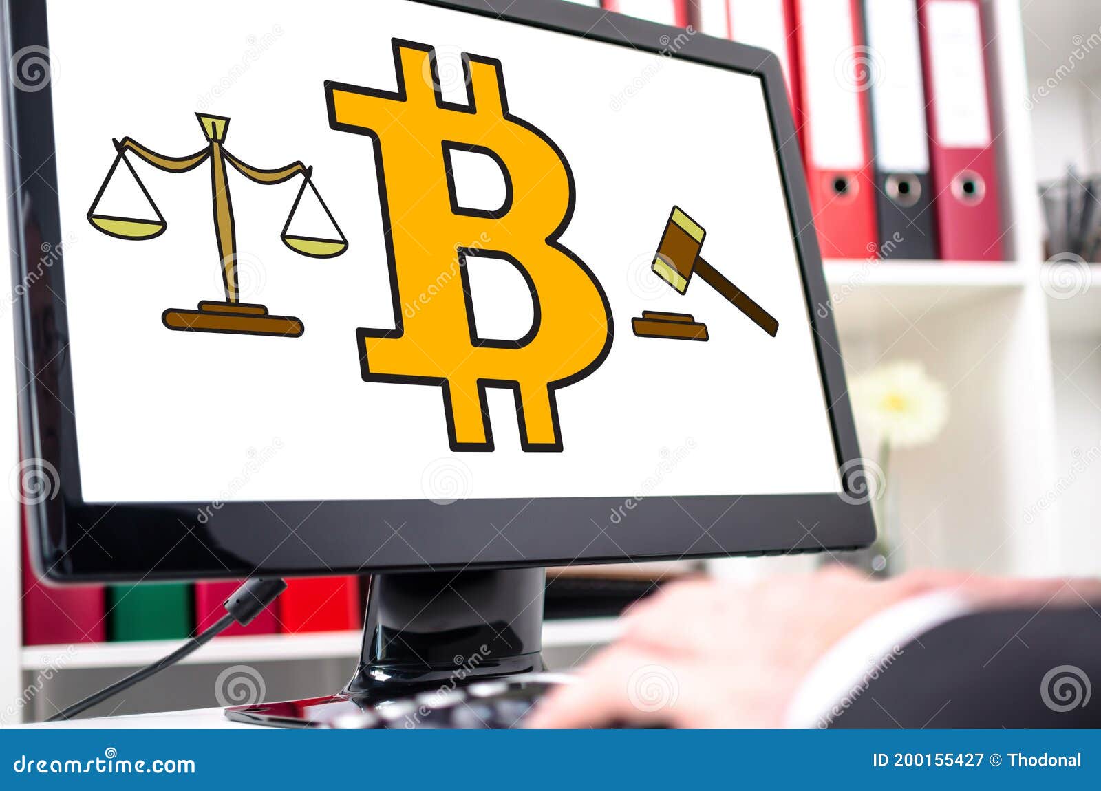 Bitcoin Regulation Concept on a Computer Screen Stock Image - Image of ...