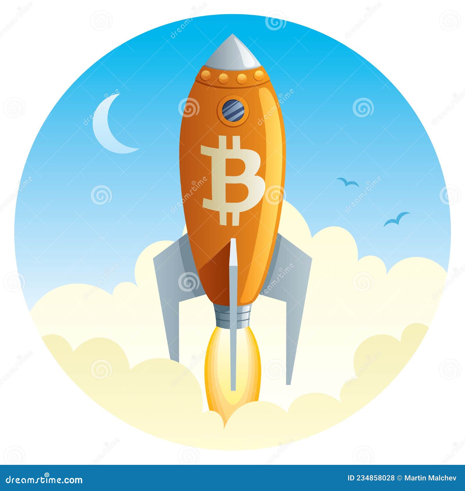 Bitcoin Rocket Launch stock vector. Illustration of cryptocurrency ...