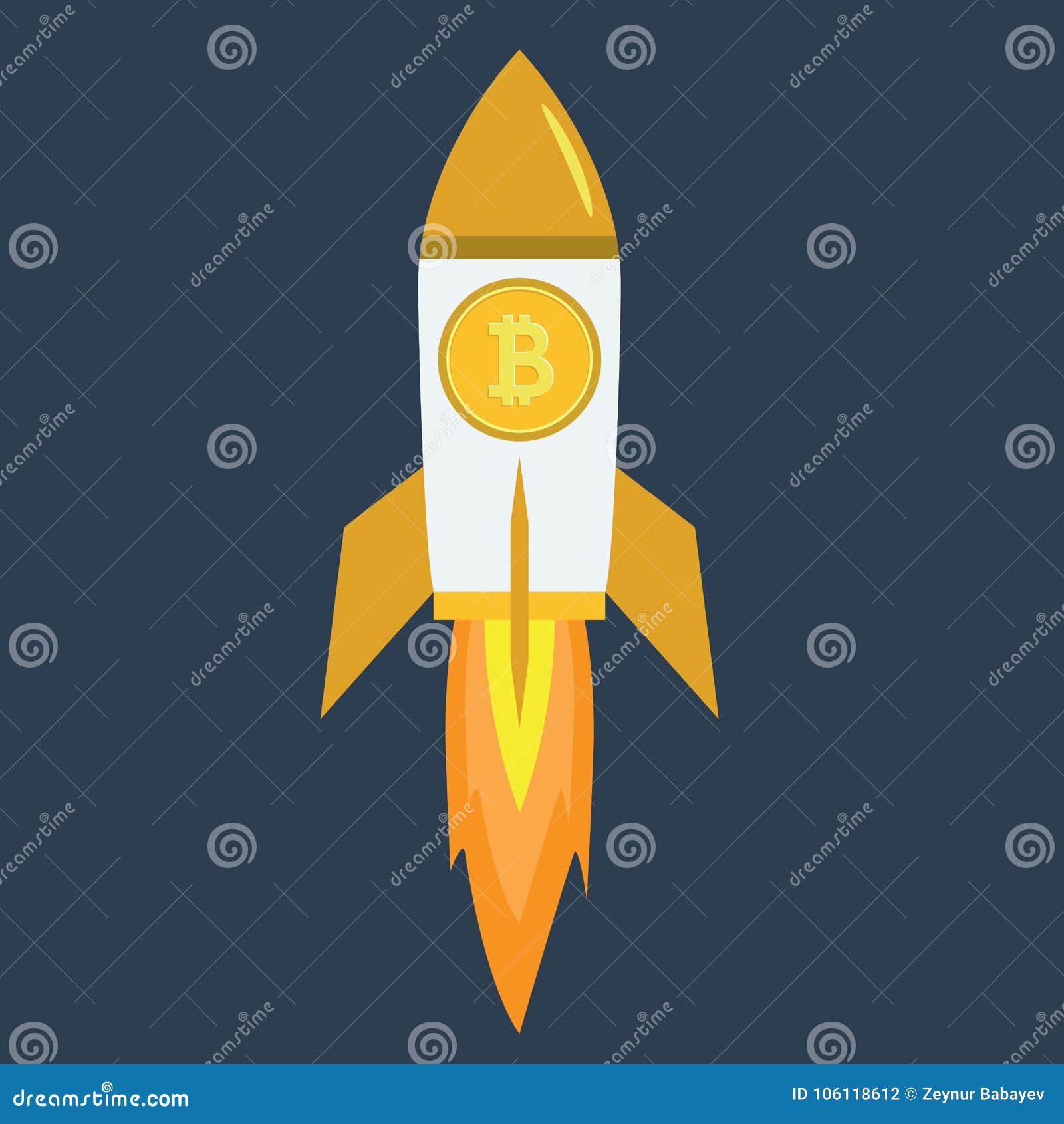 Bitcoin Rocket Ship Flying with Success. Developement Concept Stock ...
