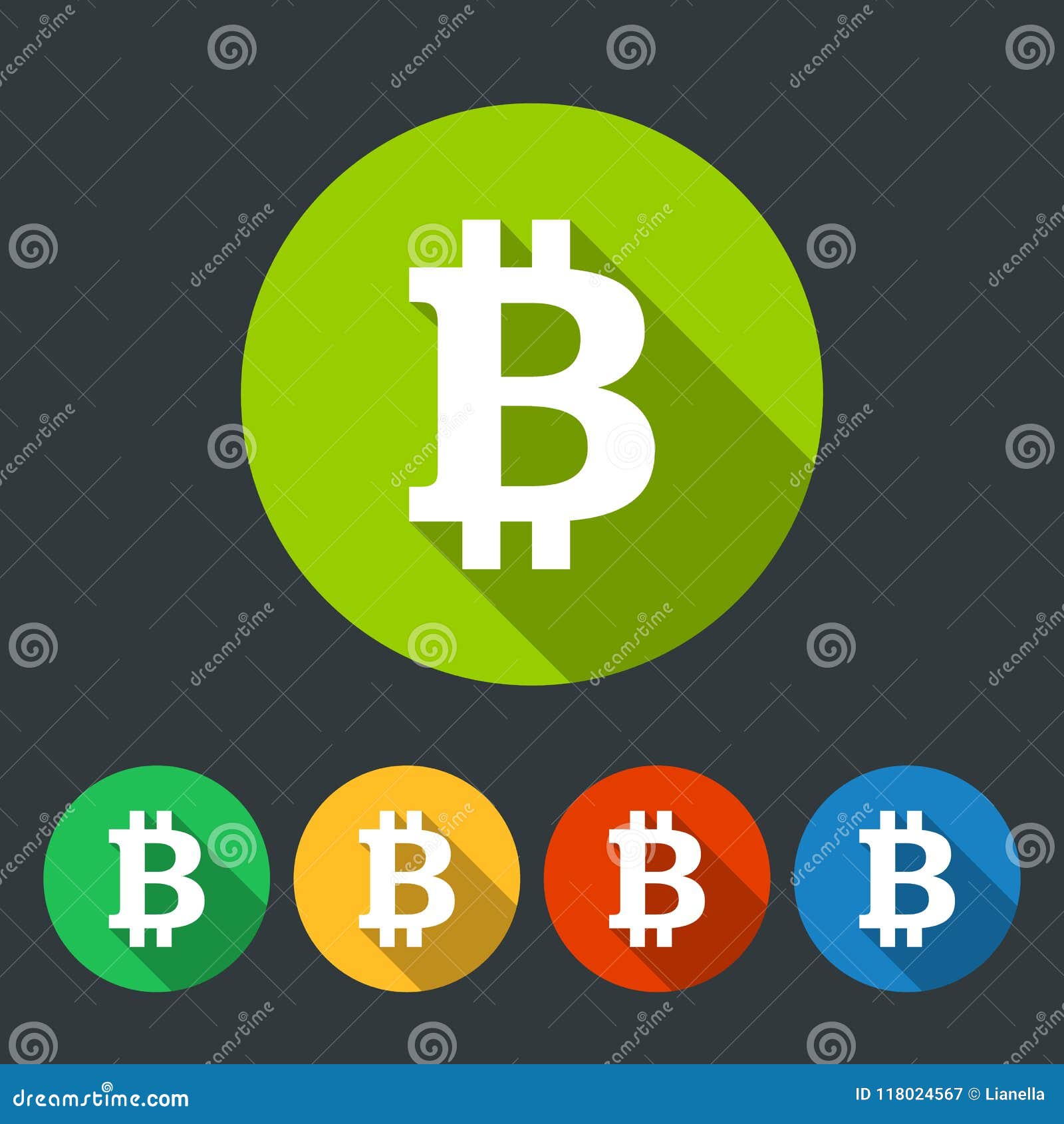 Bitcoin Round Icons Flat Design Stock Vector - Illustration of bitcoin ...