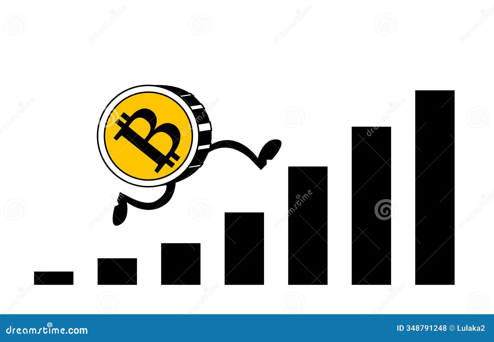 Bitcoin is Running on a Growing Chart. Stock Illustration ...