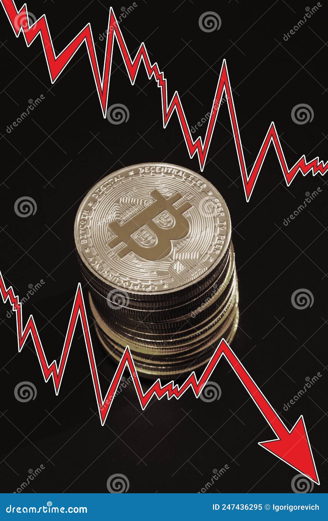 Bitcoin`s crash stock image. Image of risk, crisis, money - 247436295