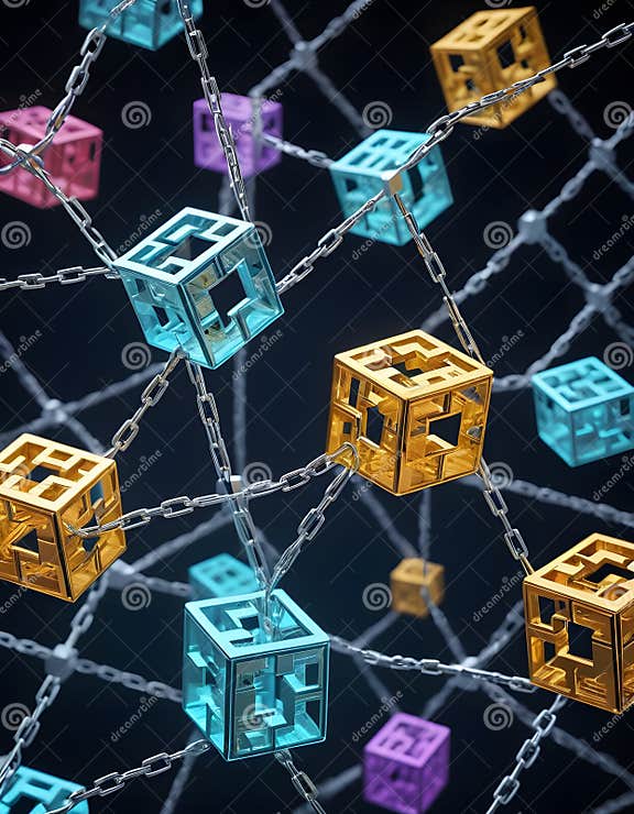 Bitcoin S Multidimensional Chain Grid AI Generative Stock Photo - Image of tech, finance: 308991924