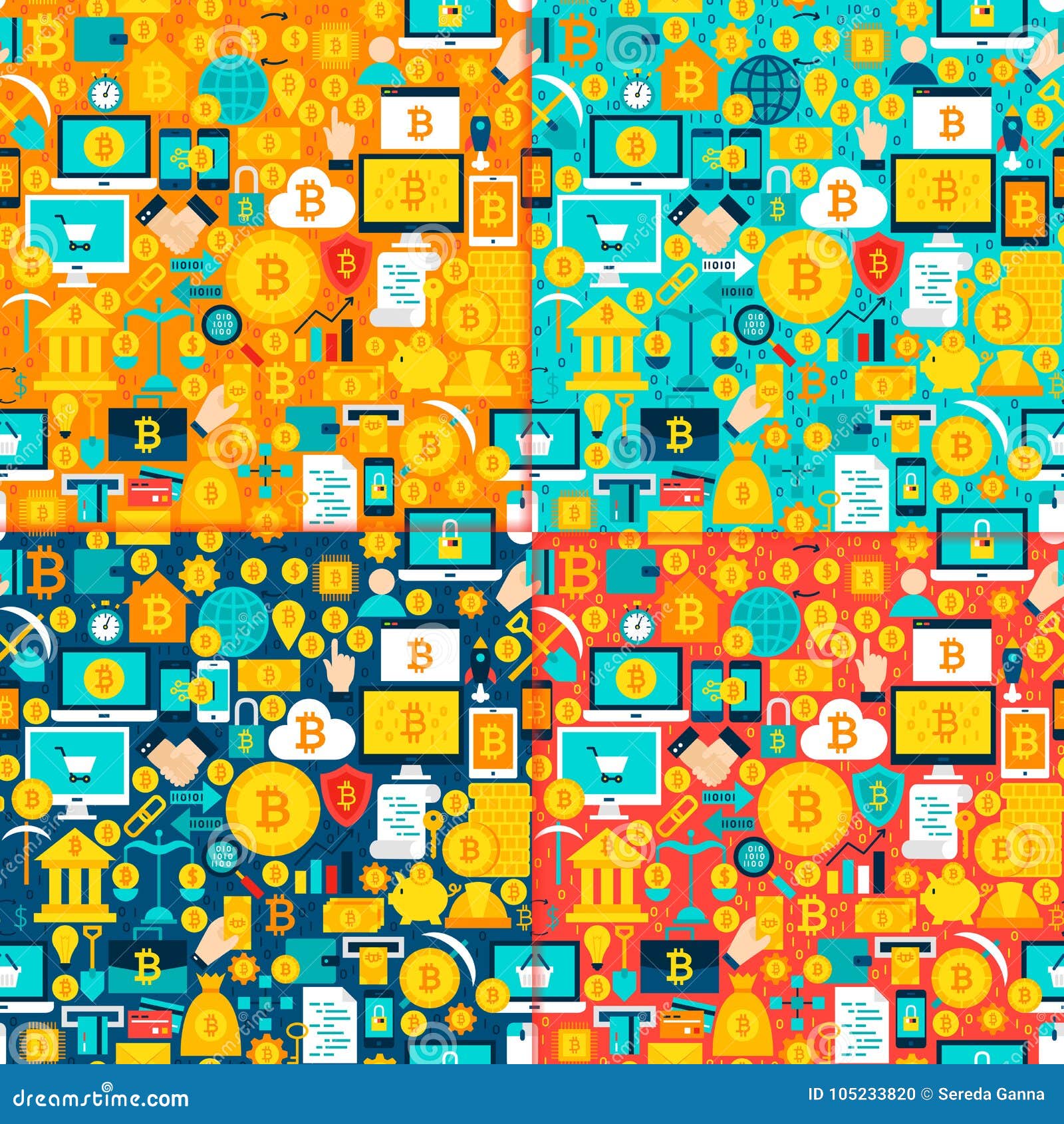 Bitcoin Seamless Patterns stock vector. Illustration of bitcoin - 105233820