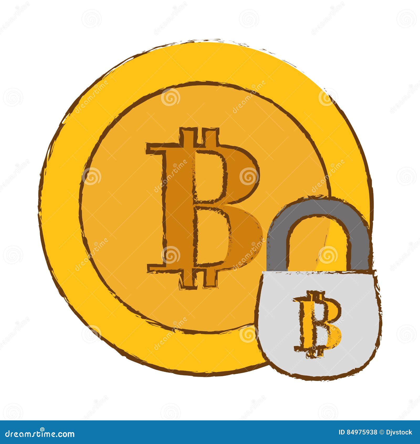 Bitcoin, Secure Golden Money Symbol Stock Illustration - Illustration ...