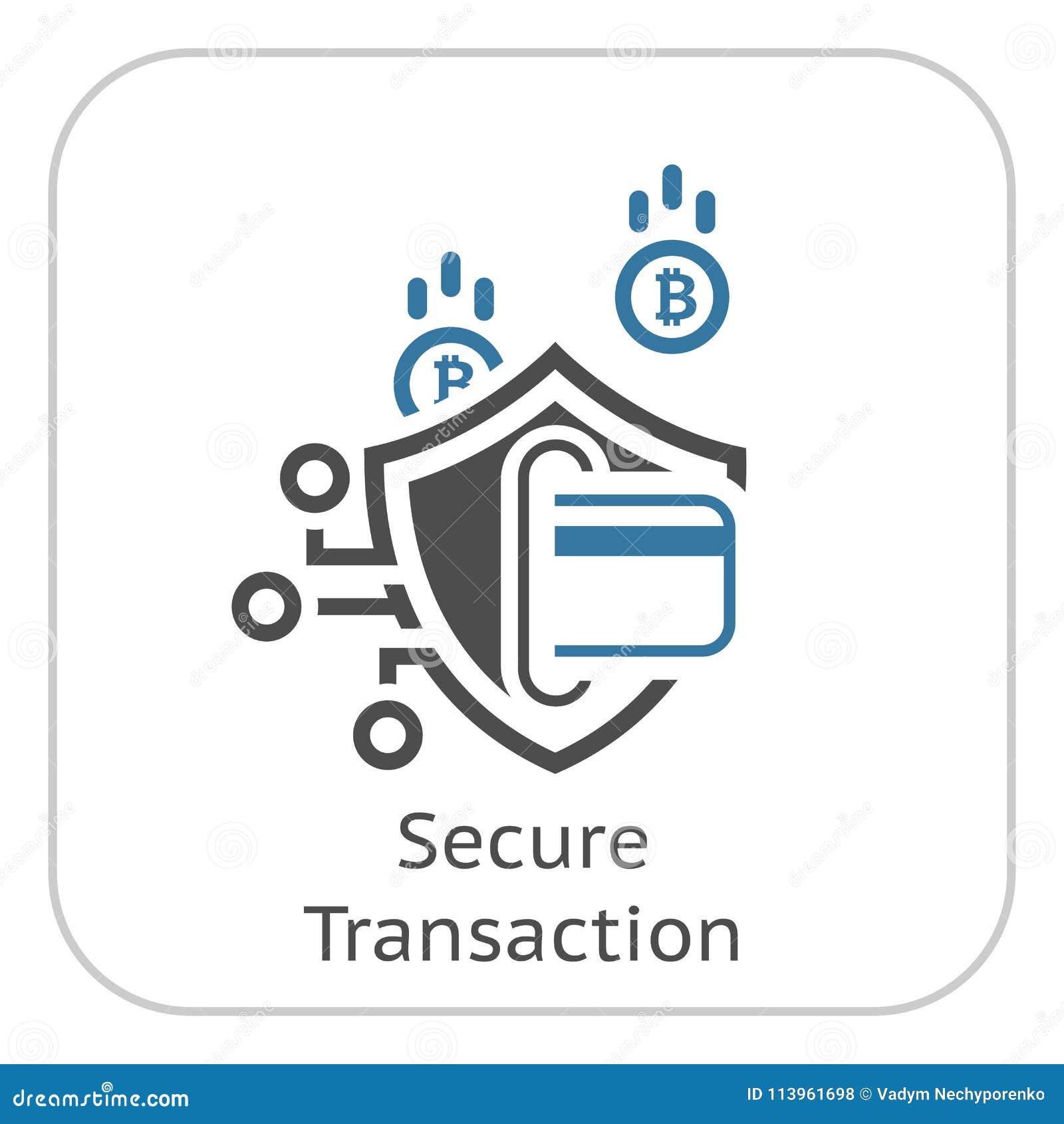 Bitcoin Secure Transaction Icon. Stock Vector - Illustration of icon ...