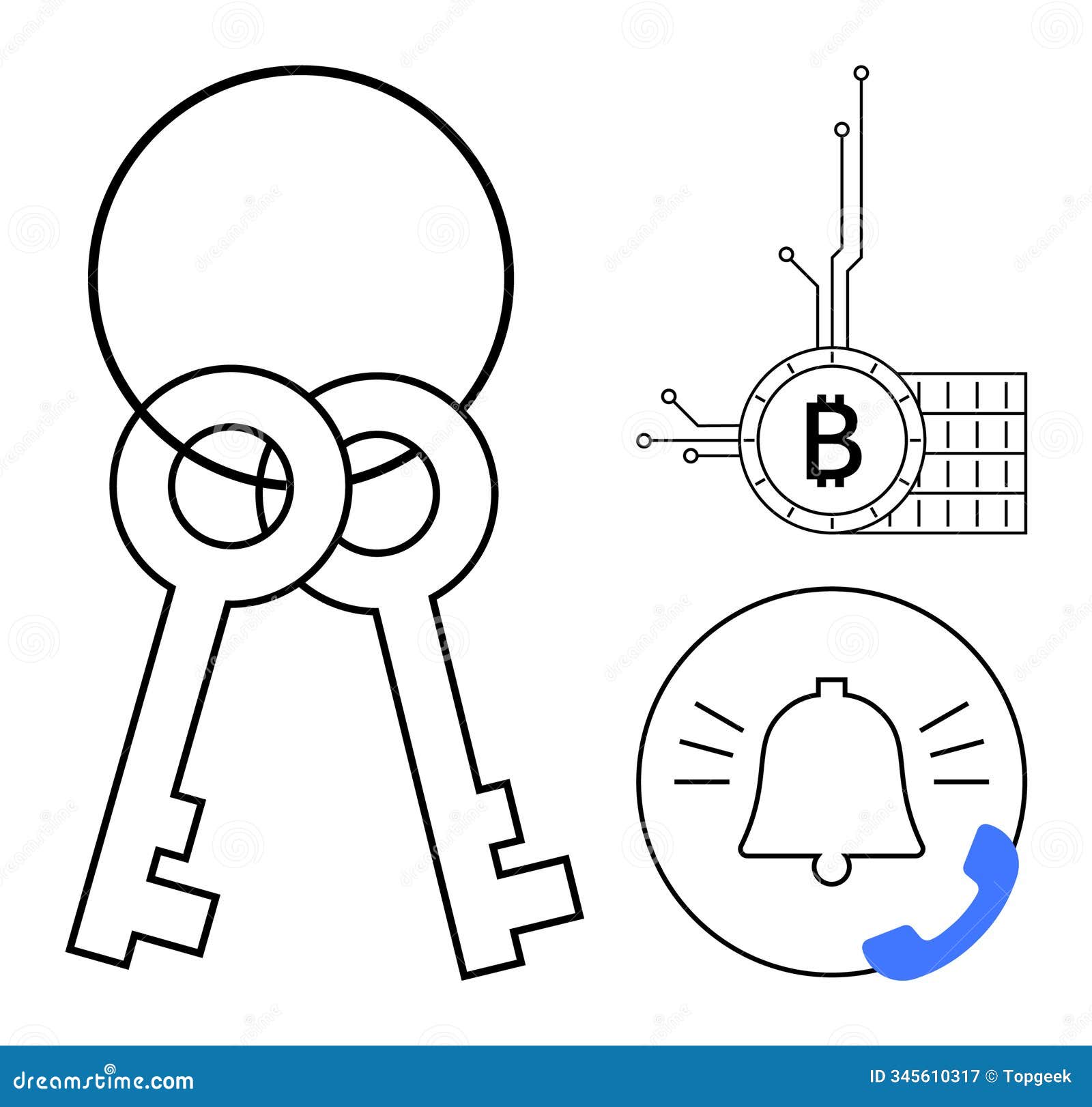Bitcoin Security Keys with Notification and Blockchain Symbol Stock ...