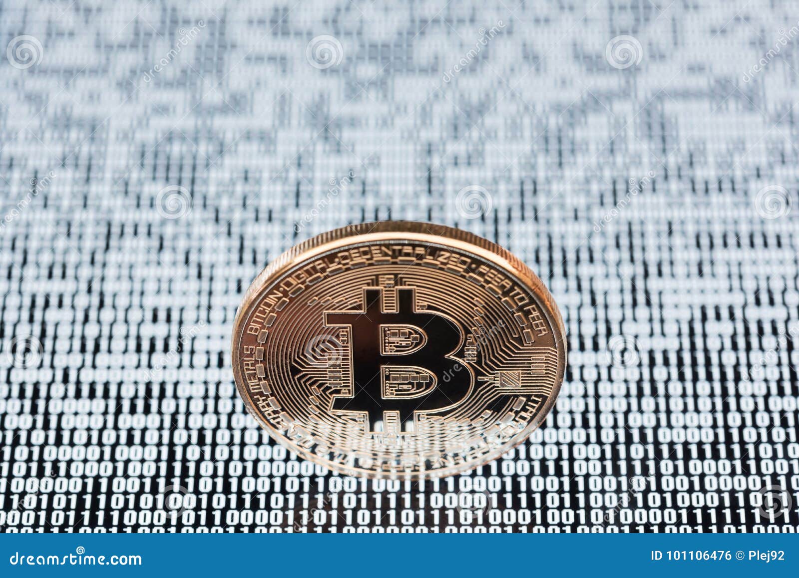 Bitcoin on Binary Code Background Stock Photo - Image of financial ...