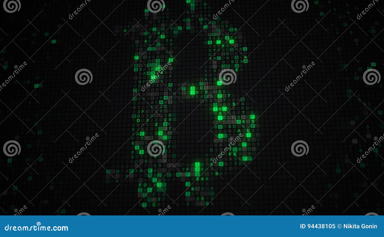 Bitcoin Shape of HEX Code on Screen Stock Illustration - Illustration ...