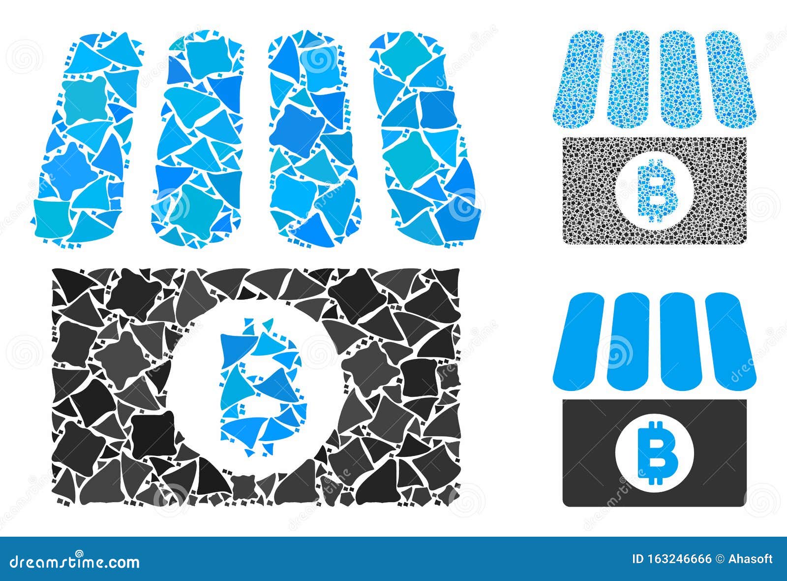 Bitcoin Shop Composition Icon of Humpy Pieces Stock Illustration ...