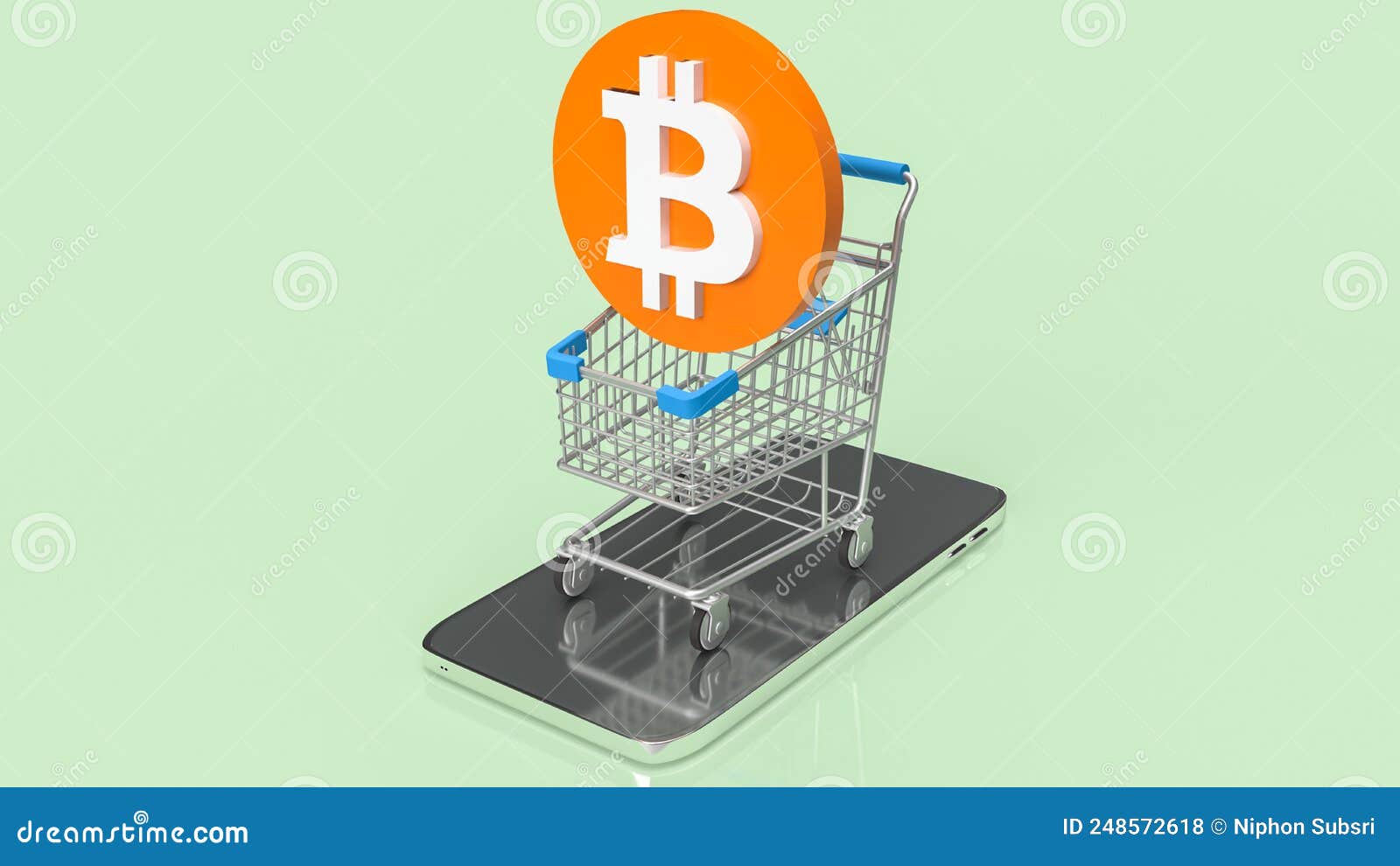 The Bitcoin on Shopping Cart and Mobile Phone for Cryptocurrency ...