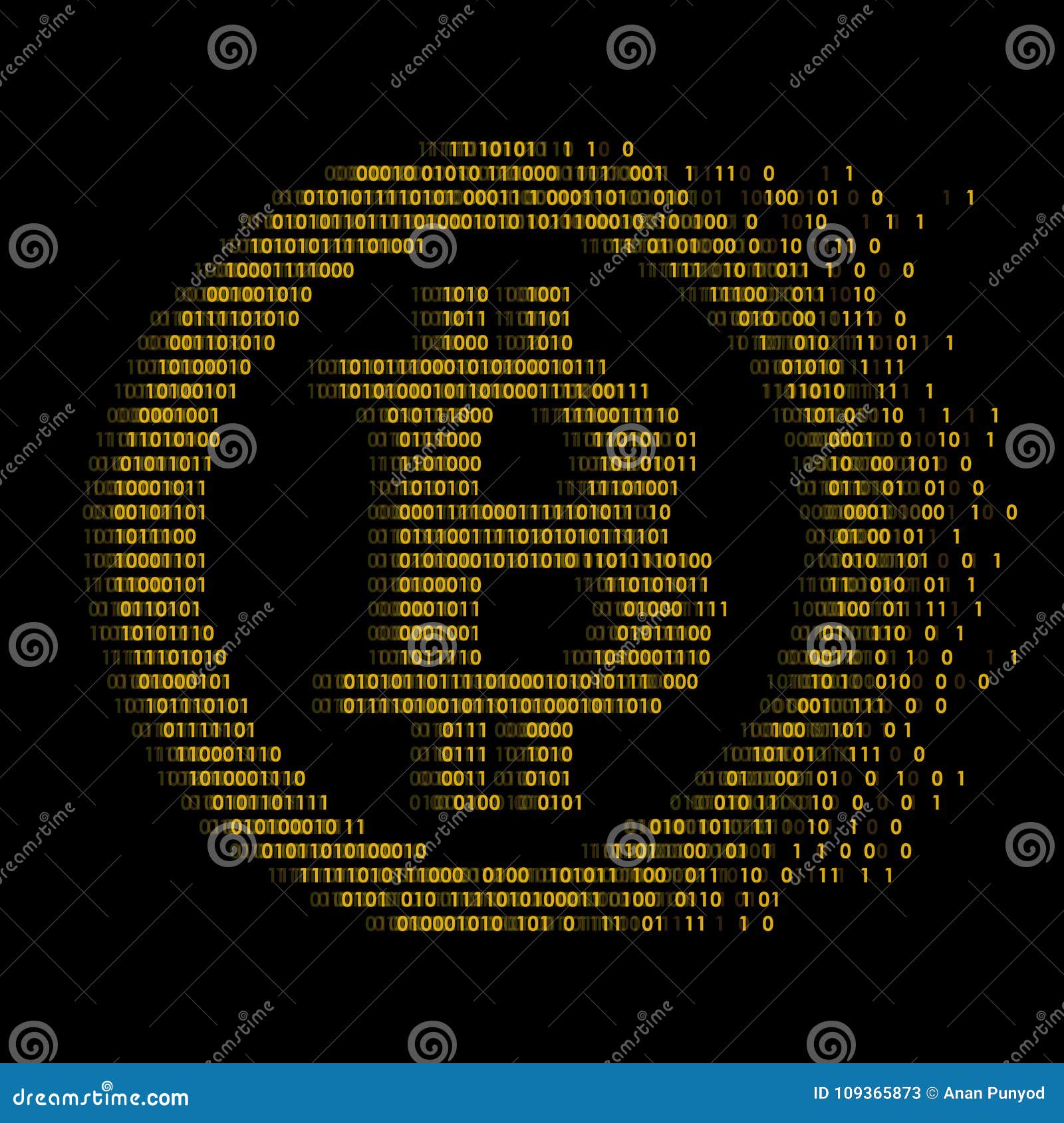 Bitcoin Sign with Abstract Gold One and Zero Digital Text on Black ...