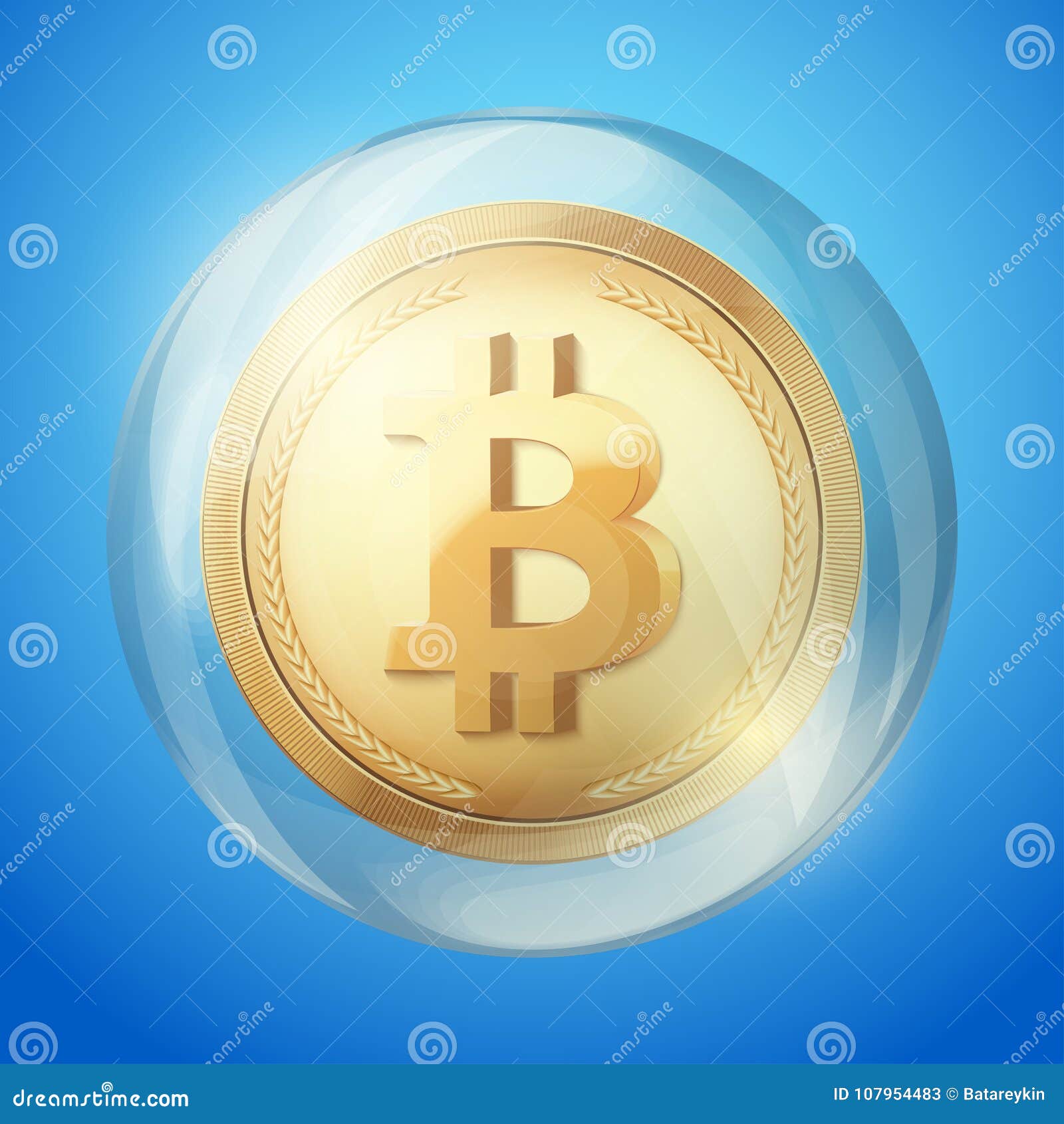 Bitcoin sign in bubble stock vector. Illustration of descent - 107954483