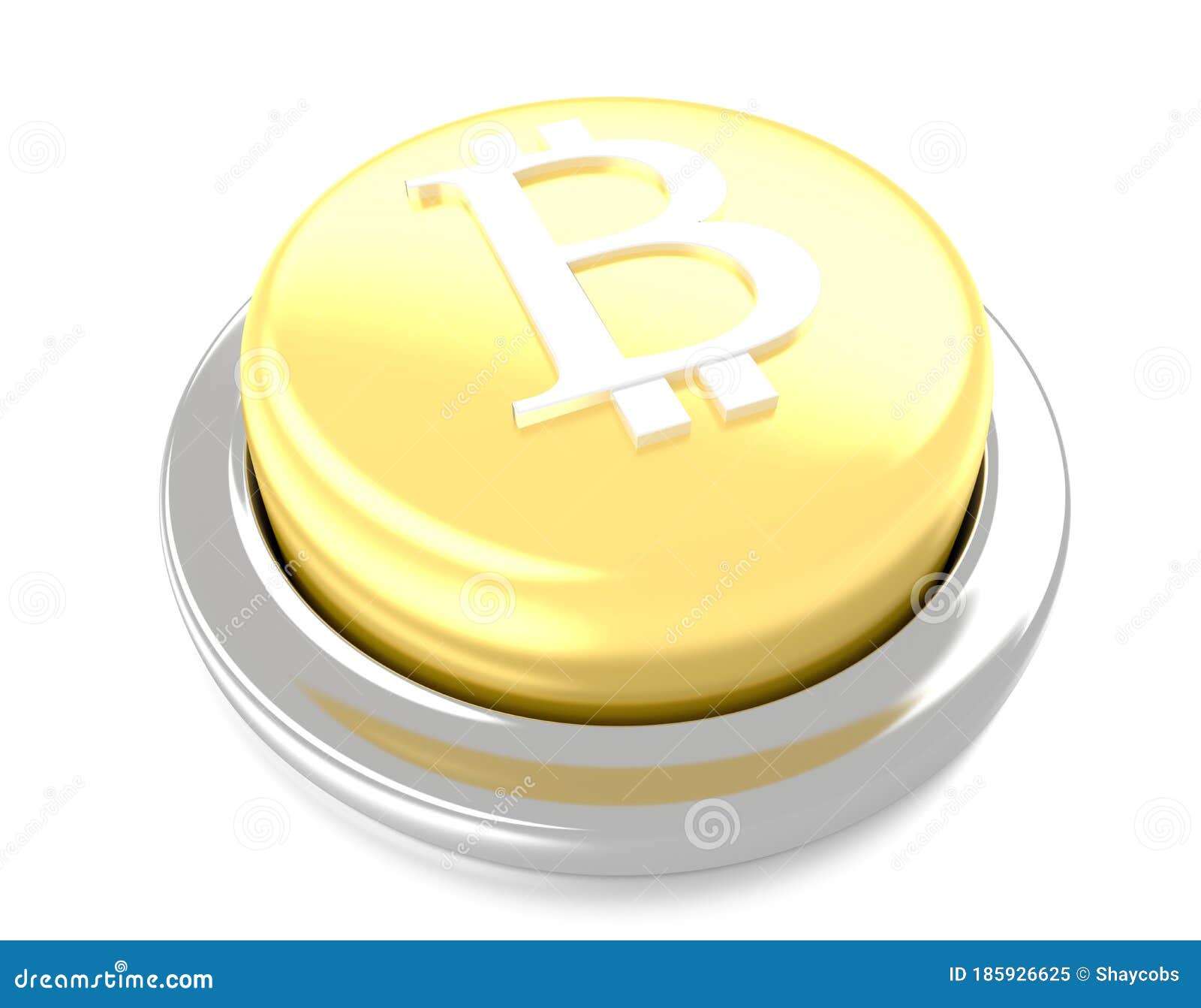 Bitcoin Sign on Gold Push Button. 3d Illustration Stock Illustration ...