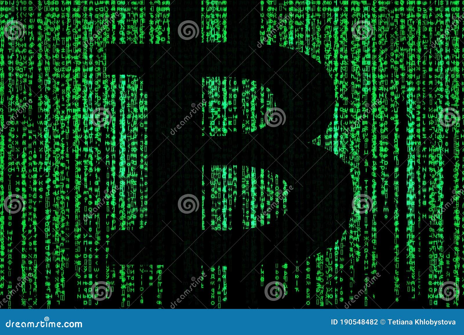 Bitcoin Sign on Green Matrix Background Stock Illustration ...