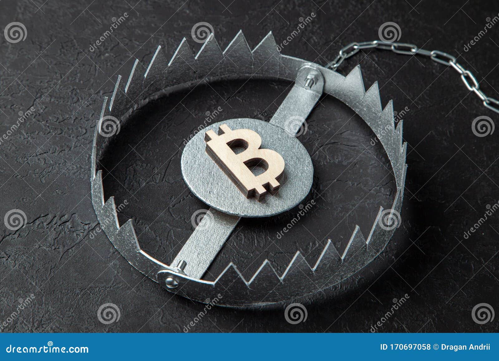 Bitcoin Sign in a Trap. Cryptocurrency is a Trap for Money Stock Photo ...