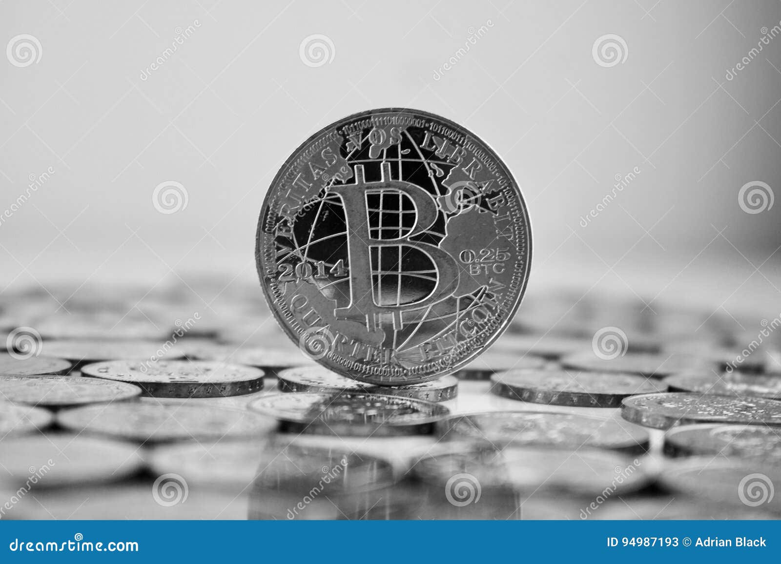Bitcoin - silver coin stock image. Image of silver, cash - 94987193