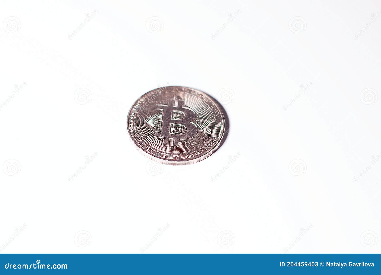 Bitcoin Silver Coin on a White Background Stock Image - Image of ...