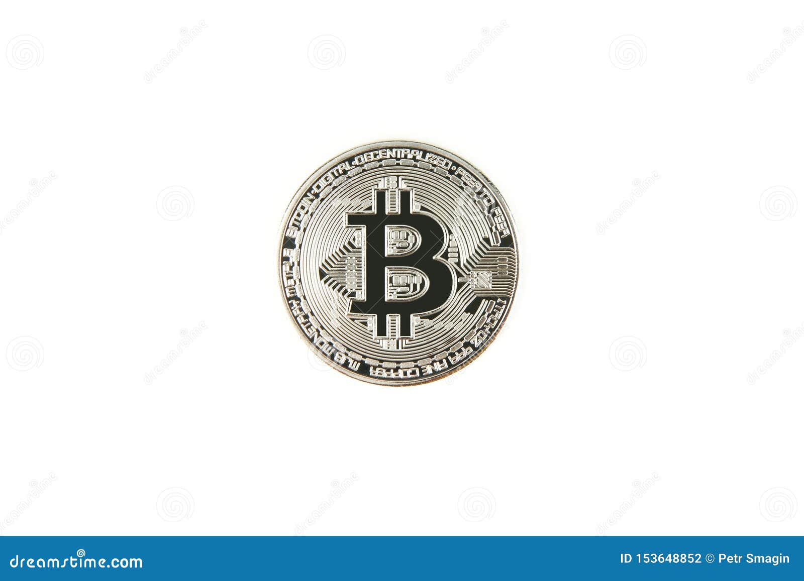 Bitcoin. Silver Coins With Bitcoin Symbol Isolated On Black Background ...