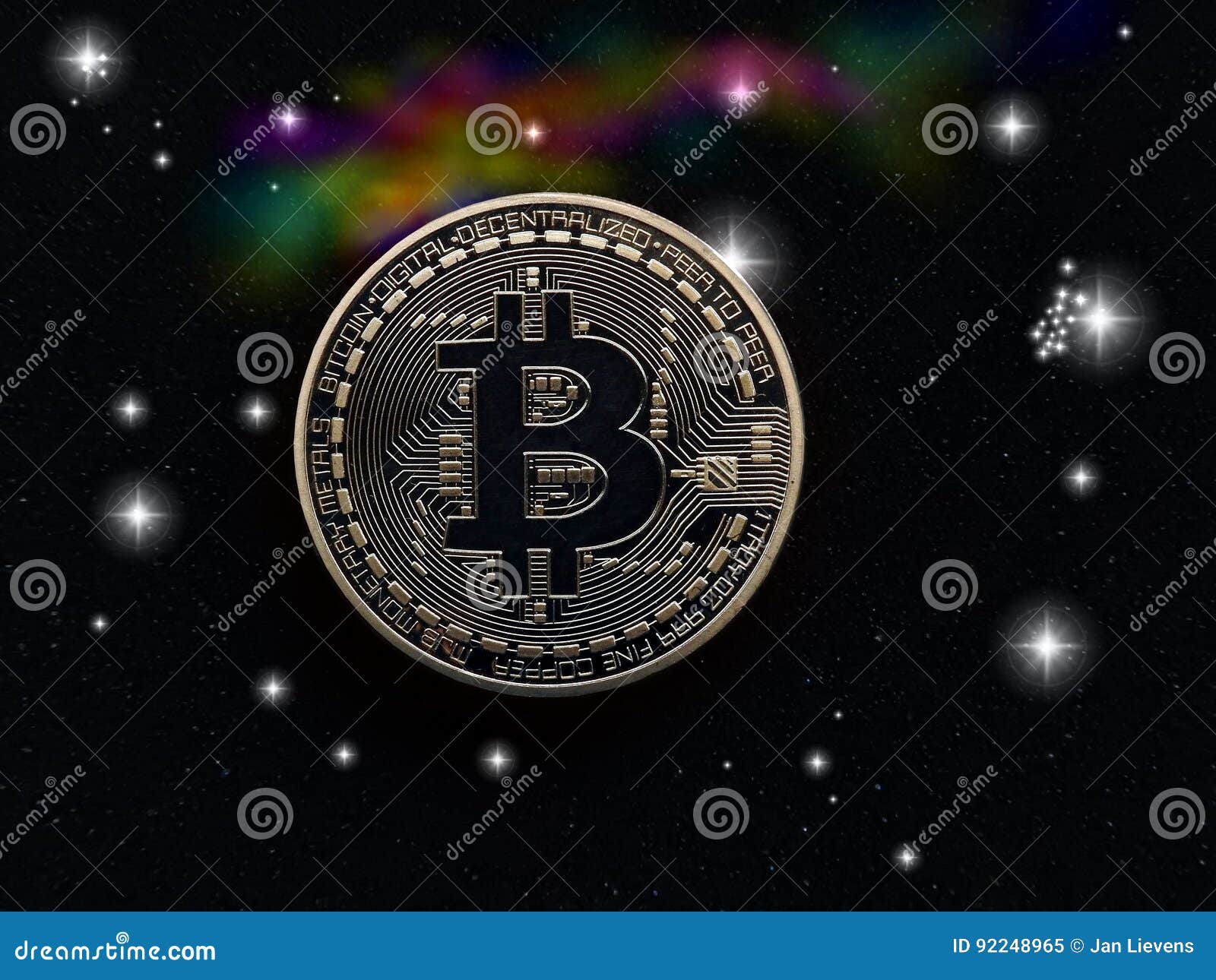 Bitcoin in space stock image. Image of space, technology - 92248965