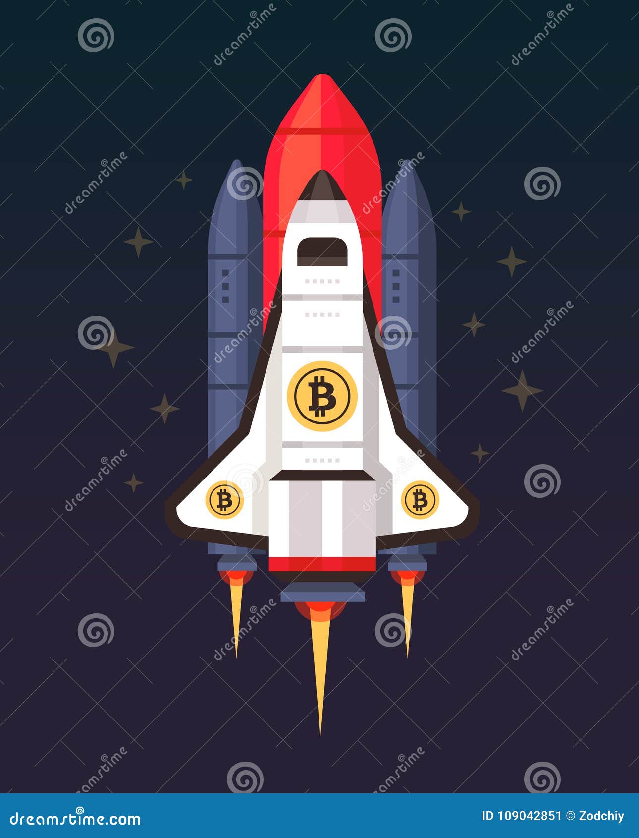 Bitcoin-space-shuttle stock vector. Illustration of market - 109042851