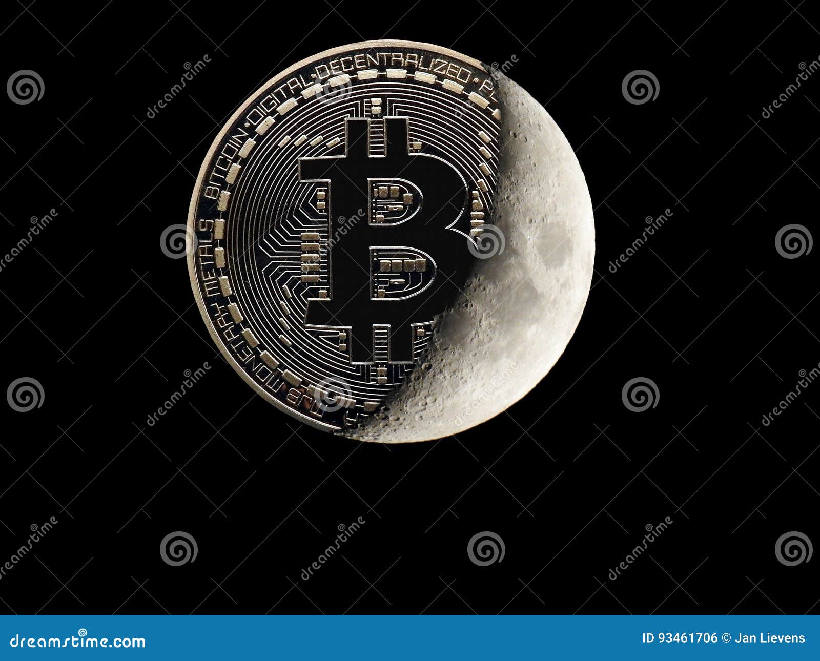 Bitcoin in space stock photo. Image of bright, astronomical - 93461706