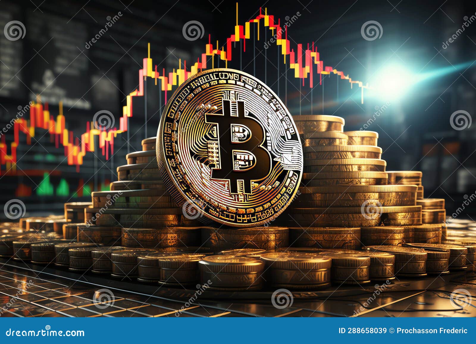 Bitcoin Stack, AI Generated Stock Illustration - Illustration of ...